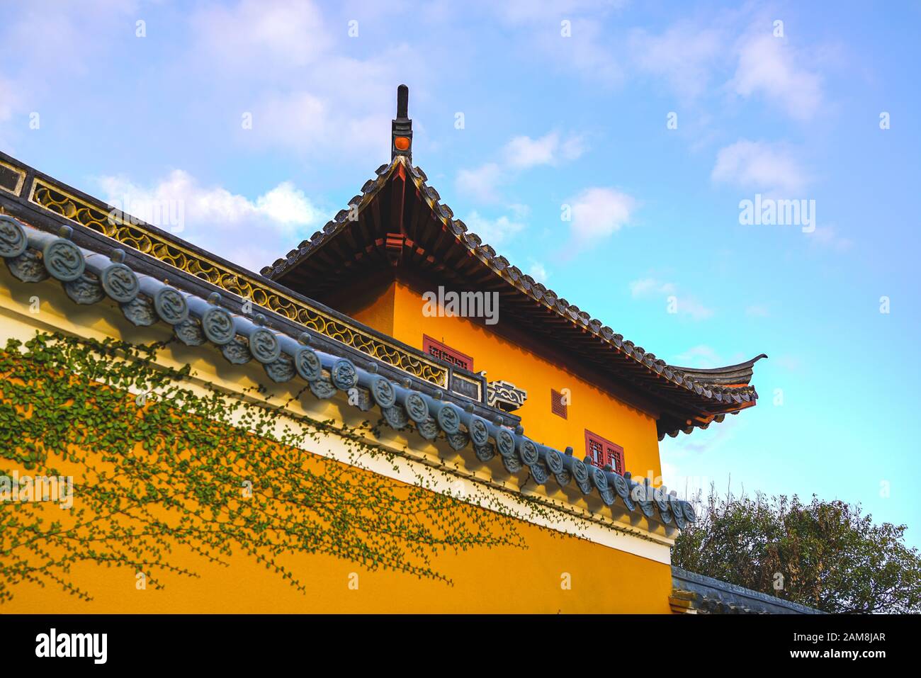 Zhejiang, China, November, 2018. View of Mount Putuo, is an island in ...