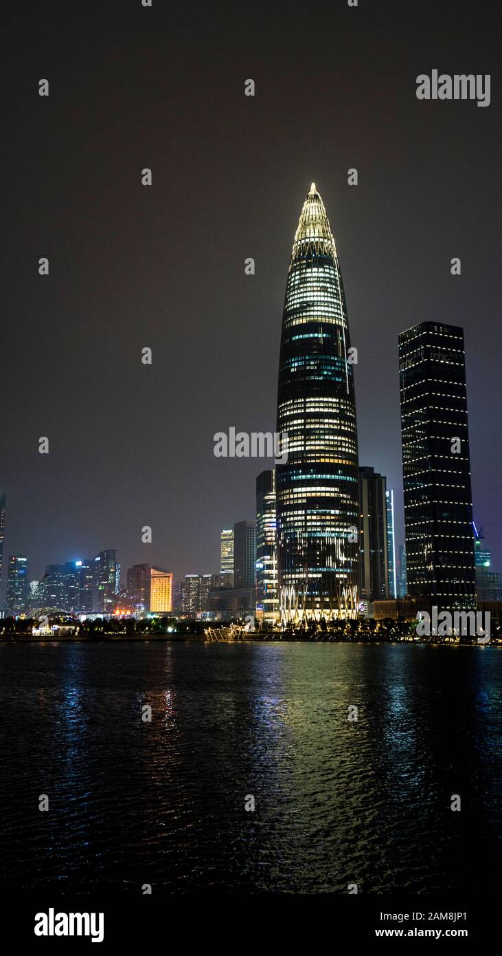 Shenzhen, China, 15th, April, 2019. The night view of China Resources ...