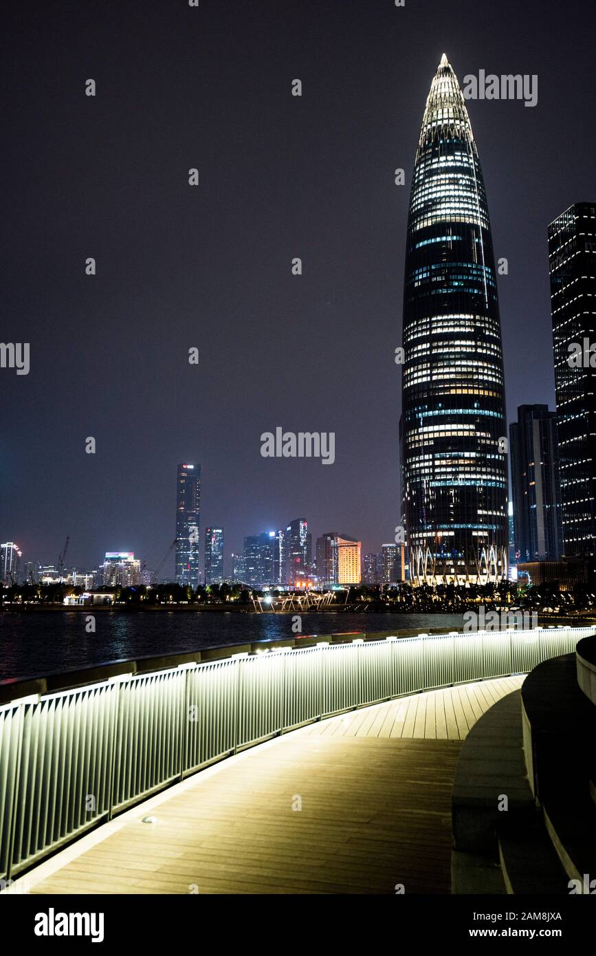 Shenzhen, China, 15th, April, 2019. The night view of China Resources ...