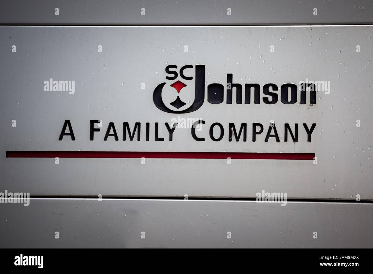 PRAGUE, CZECHIA - NOVEMBER 3, 2019: SC Johnson logo in fornt of their ...