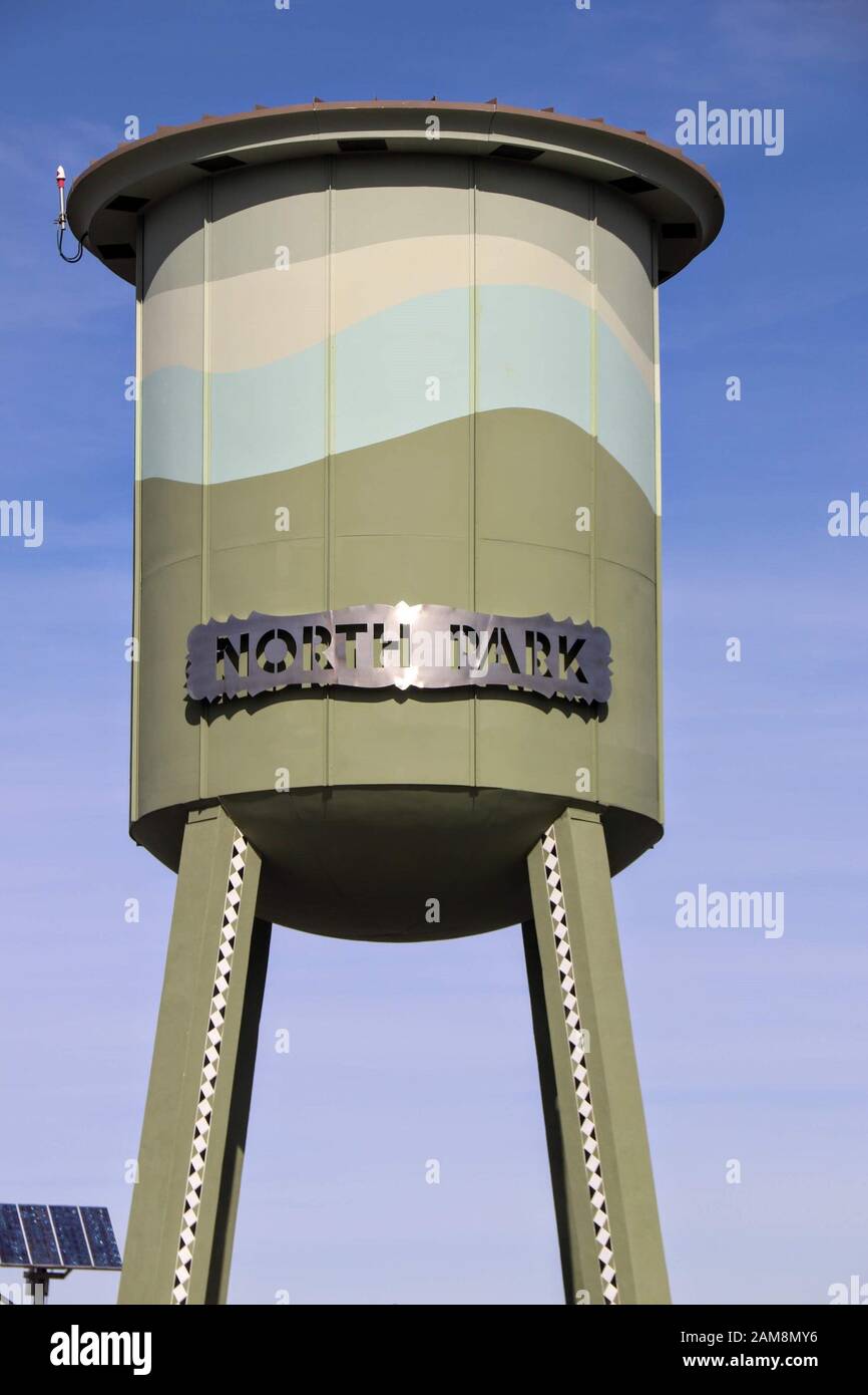 San Diego, CA 1-3-20 The North Park Water Tank off the 805 Freeway ...