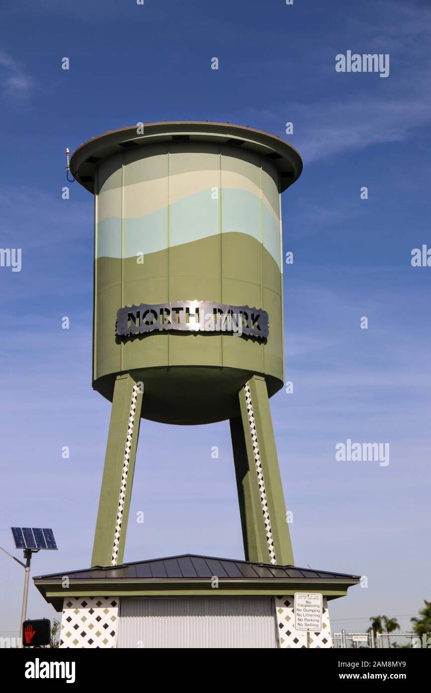 San Diego, CA 1-3-20 The North Park Water Tank off the 805 Freeway ...