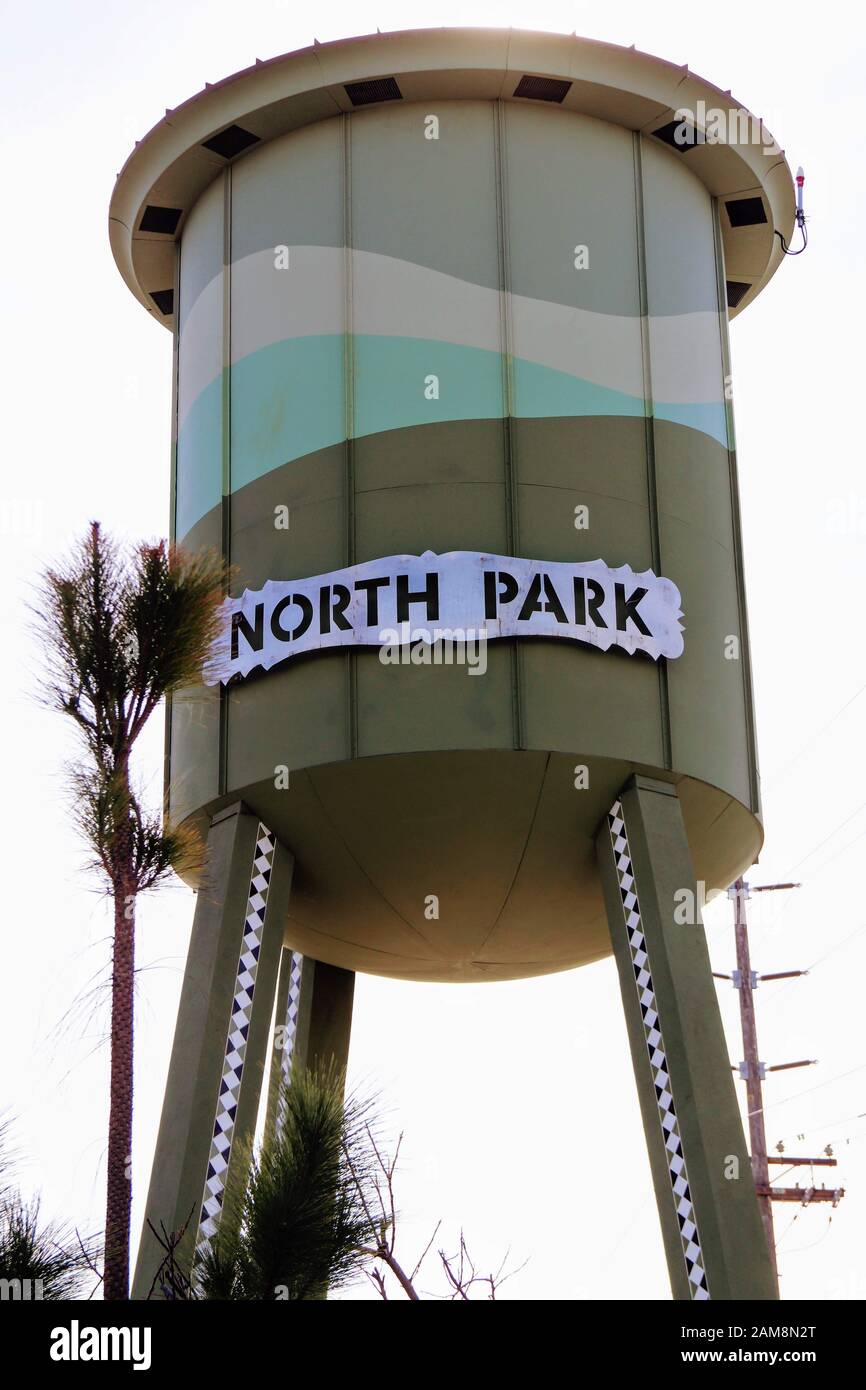 San Diego, CA 1-3-20 The North Park Water Tank off the 805 Freeway ...