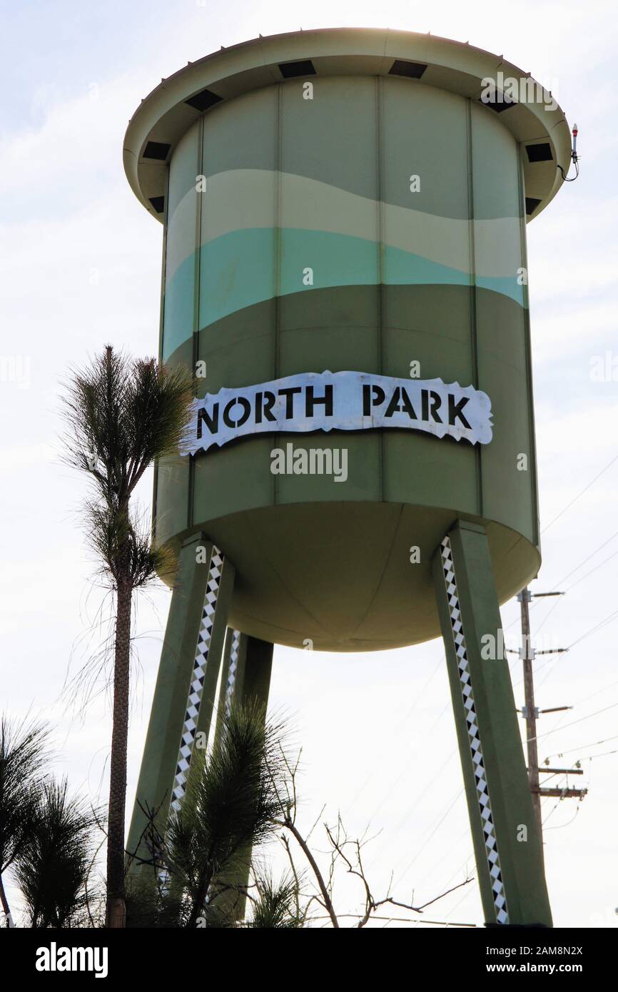 San Diego, CA 1-3-20 The North Park Water Tank off the 805 Freeway ...