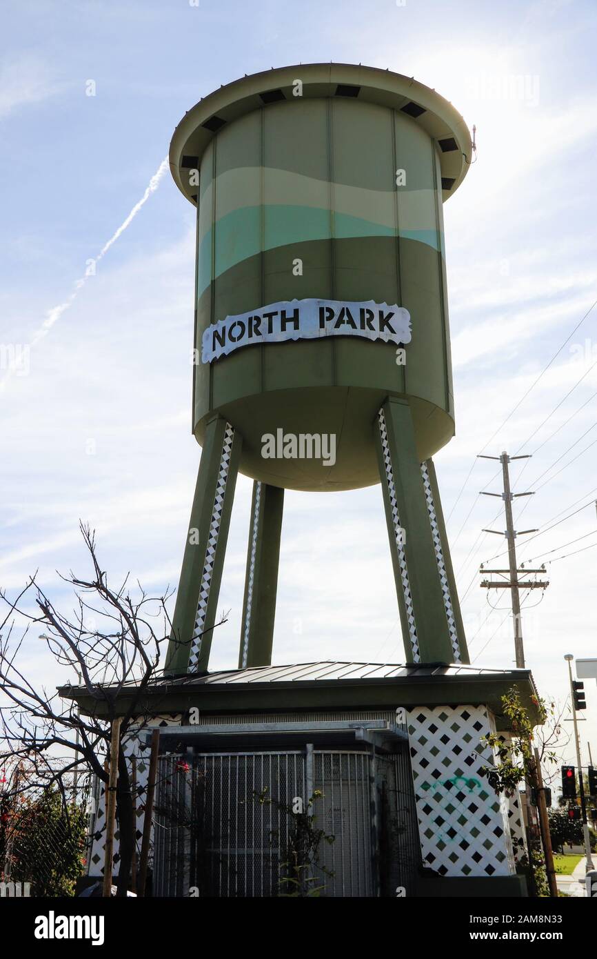 San Diego, CA 1-3-20 The North Park Water Tank off the 805 Freeway ...