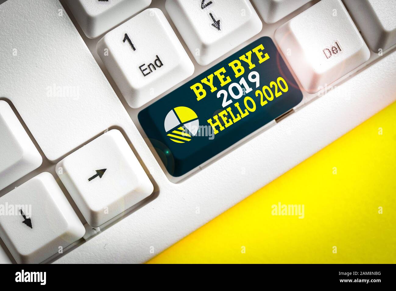 Writing note showing Bye Bye 2019 Hello 2020. Business concept for ...