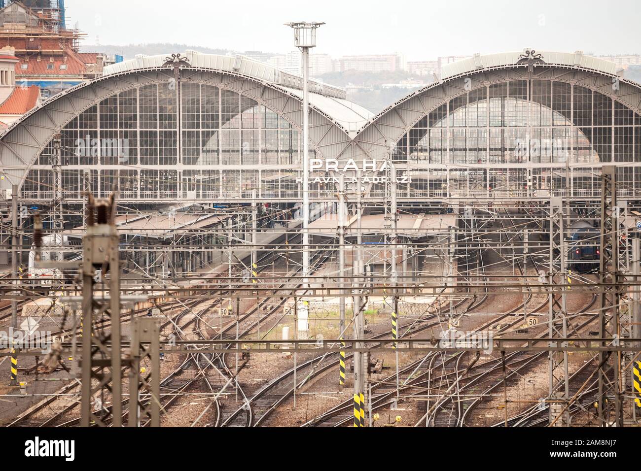 Main hall of Prague main train station, Czech Republic, with platforms ...