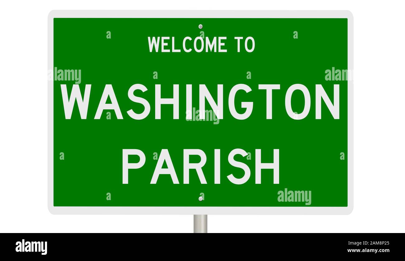 Rendering of a green 3d highway sign for Washington Parish in Louisiana ...