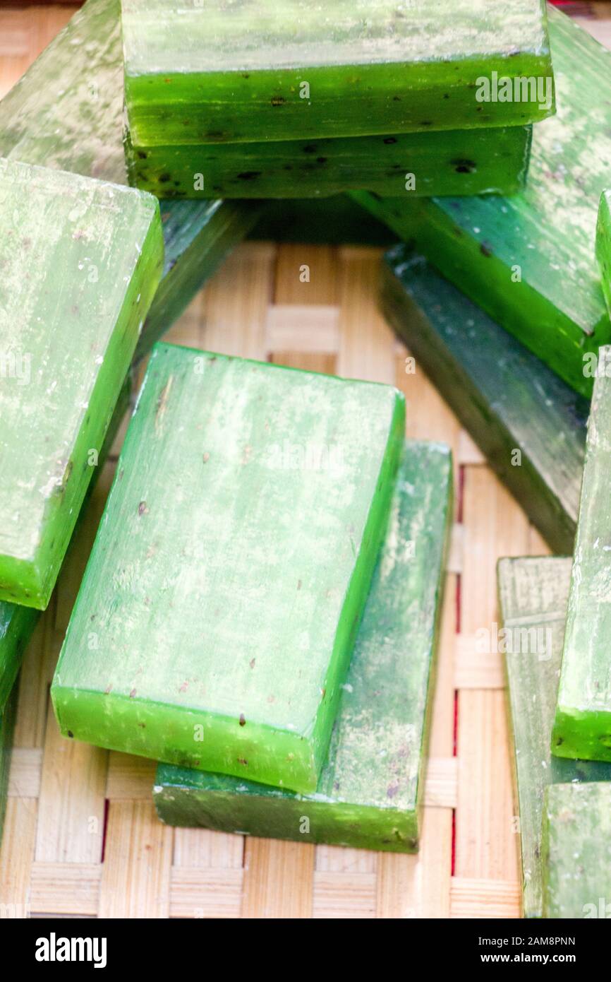 Collection of bars of fragrant hand made organic soap Stock Photo - Alamy