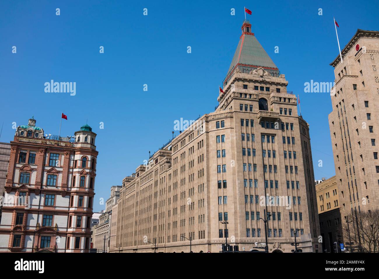 Shanghai, China, March, 2019. Landscape view of the Bund or Waitan, is ...