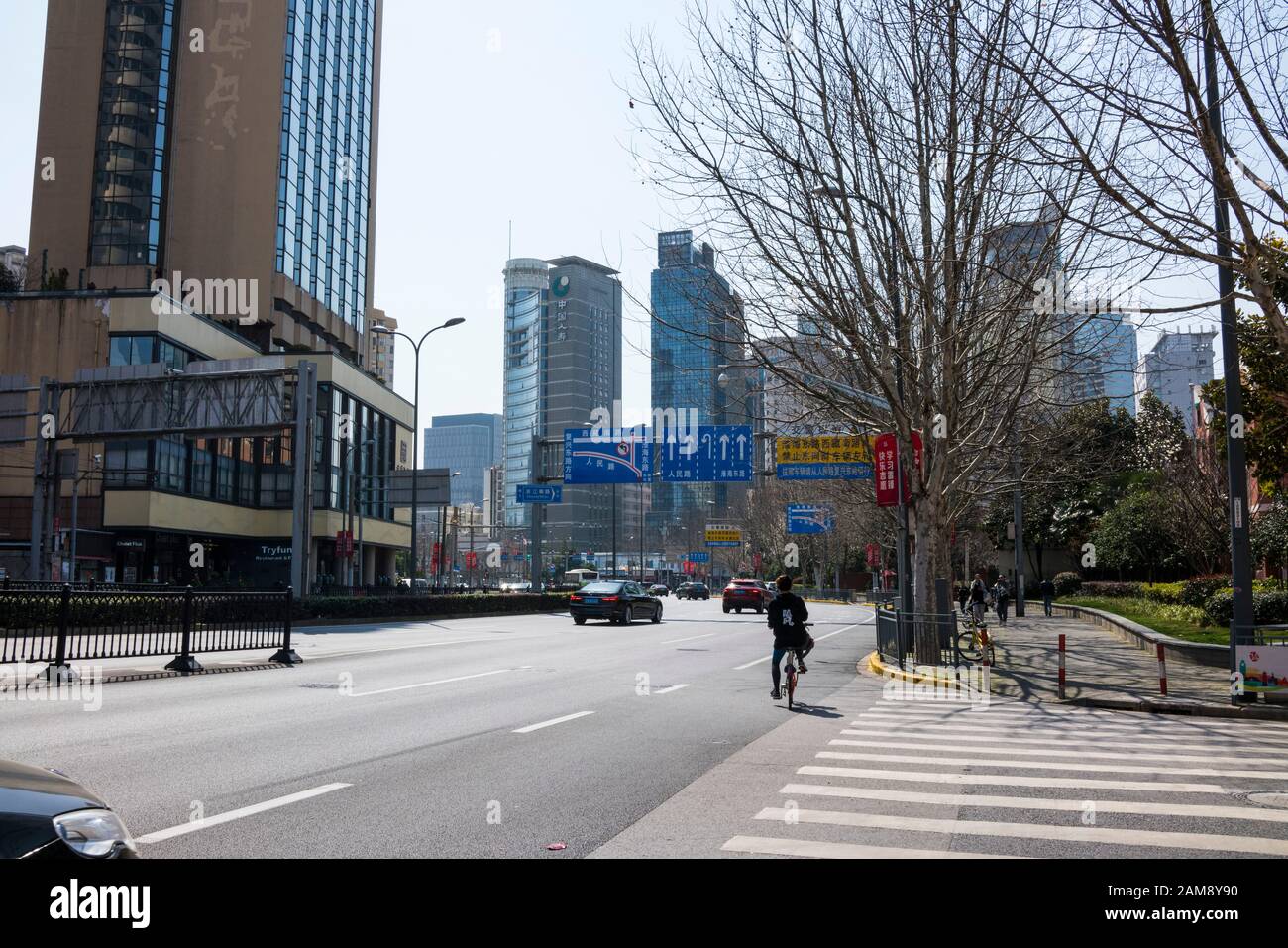 Shanghai, China, March, 2019. Street view of Shanghai, the largest city ...