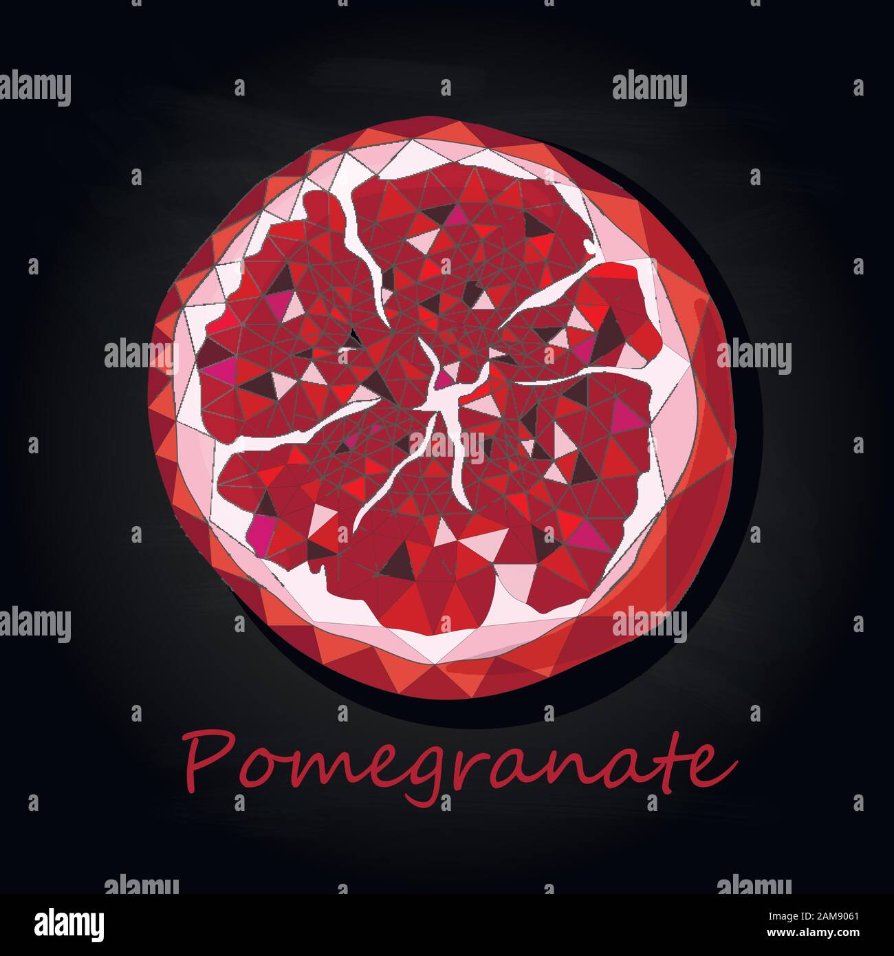 Pomegranate hand drown vector illustration isolated on black background ...