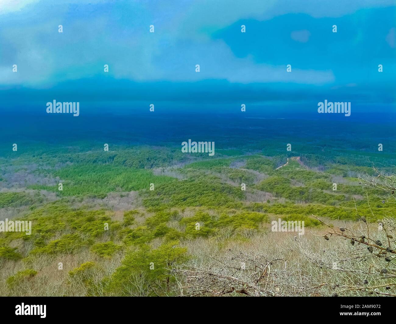 Aerial view of Cheaha State Park seen from Pulpit Rock, Alabama USA ...