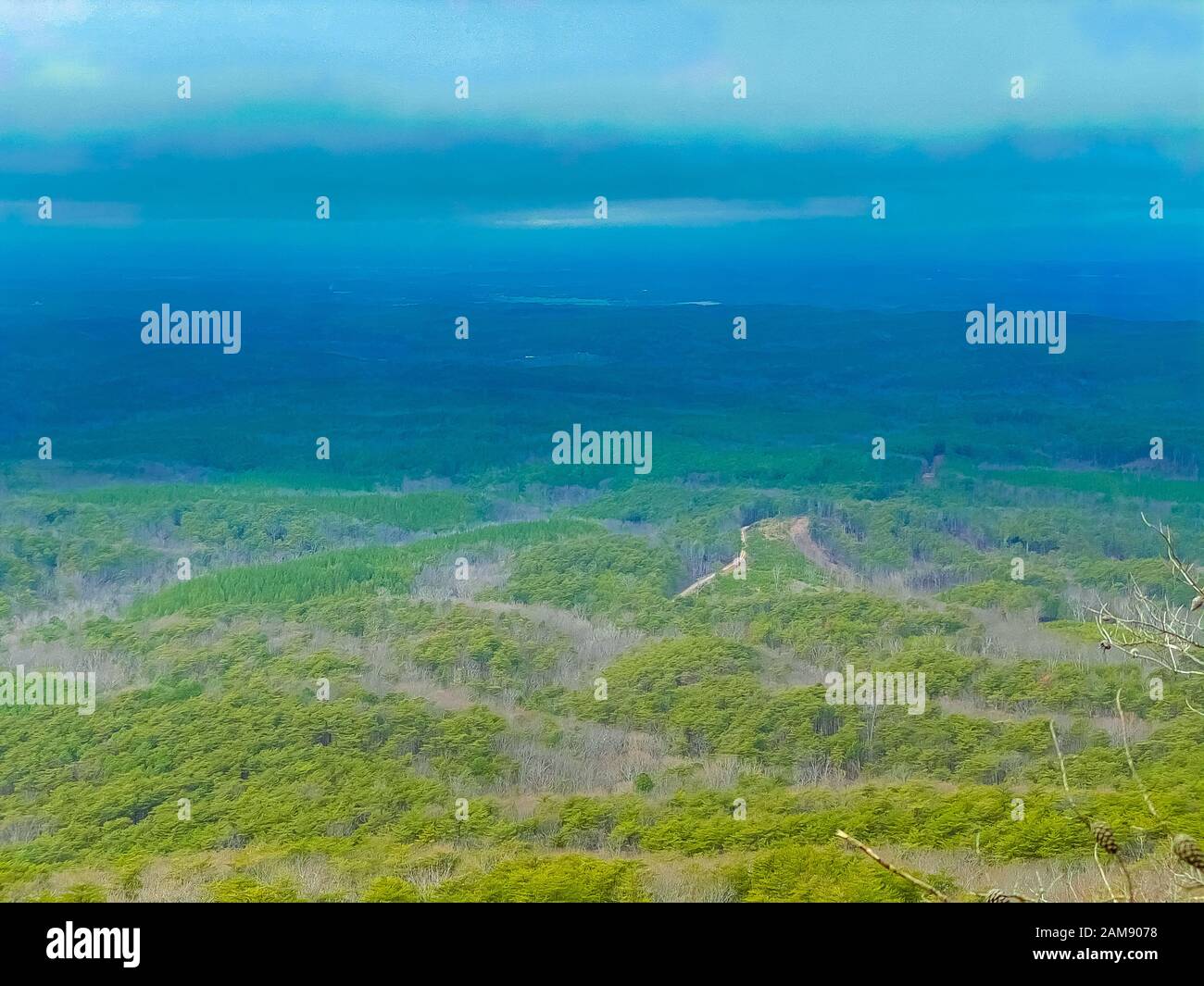 Aerial view of Cheaha State Park seen from Pulpit Rock, Alabama USA ...