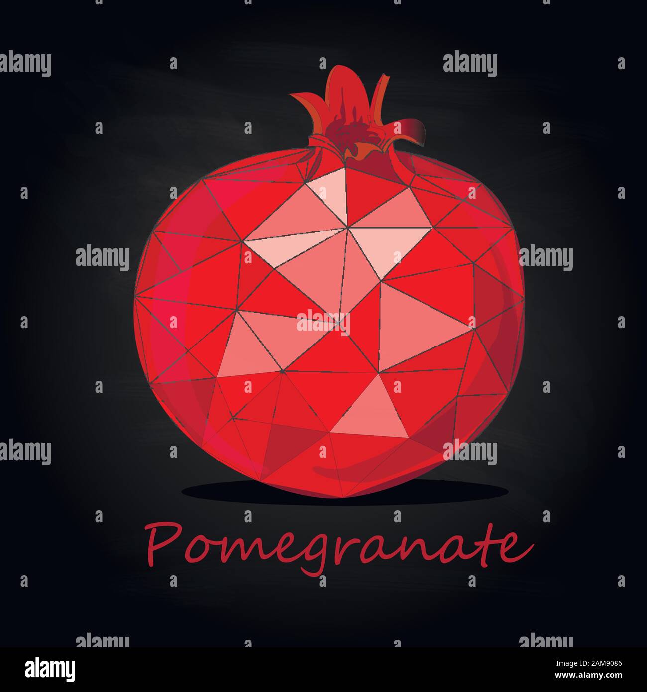 Pomegranate hand drown vector illustration isolated on black background ...
