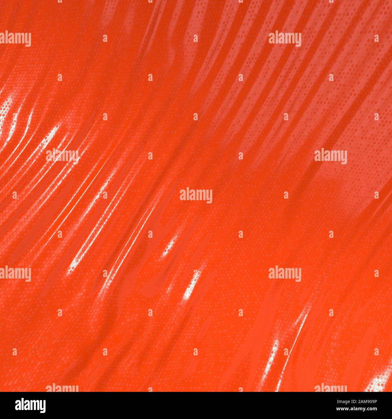 Abstract and shiny red luxury silk cloth in shape of liquid wave with ...