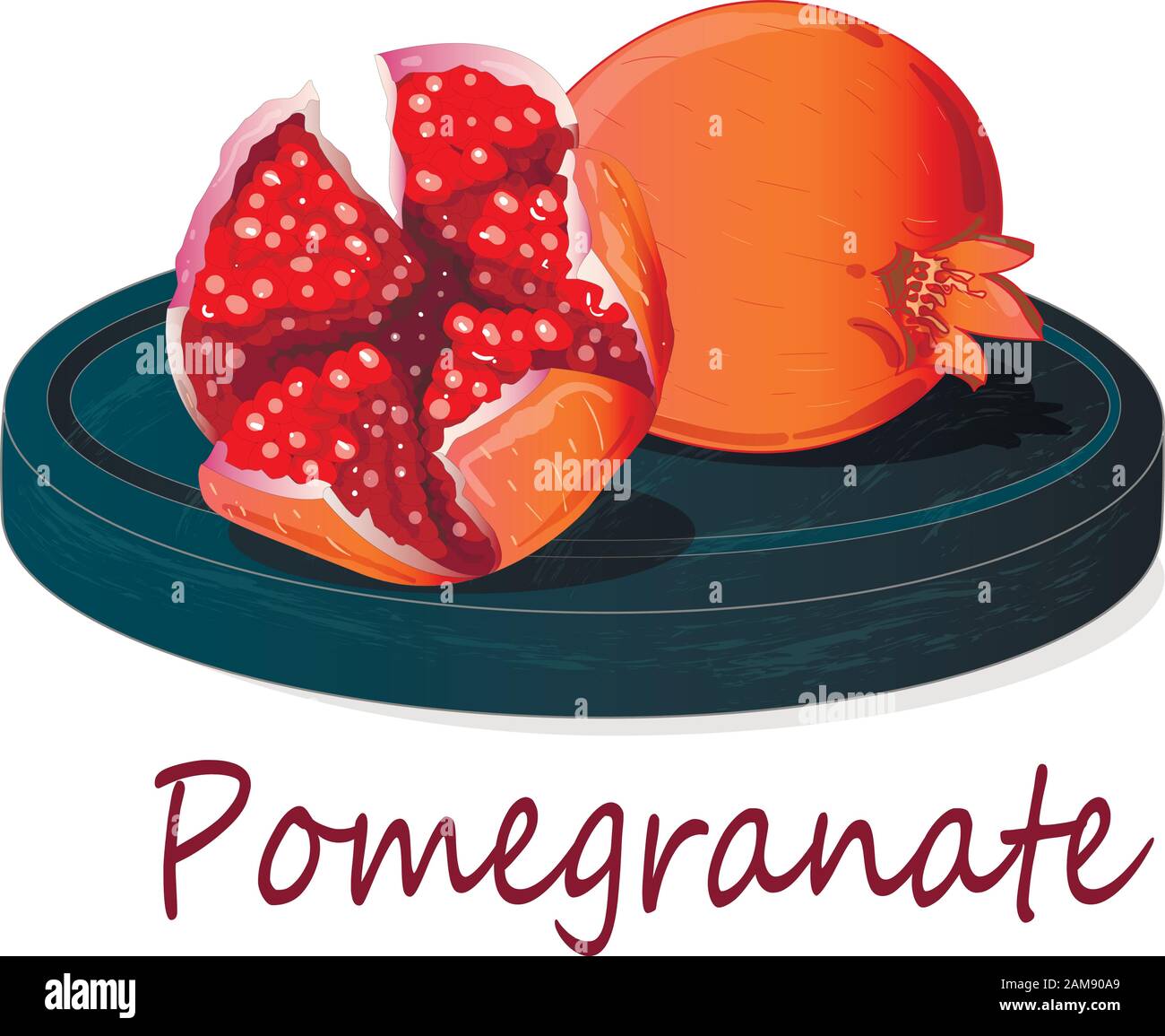 Pomegranate hand drown vector illustration isolated on white background ...