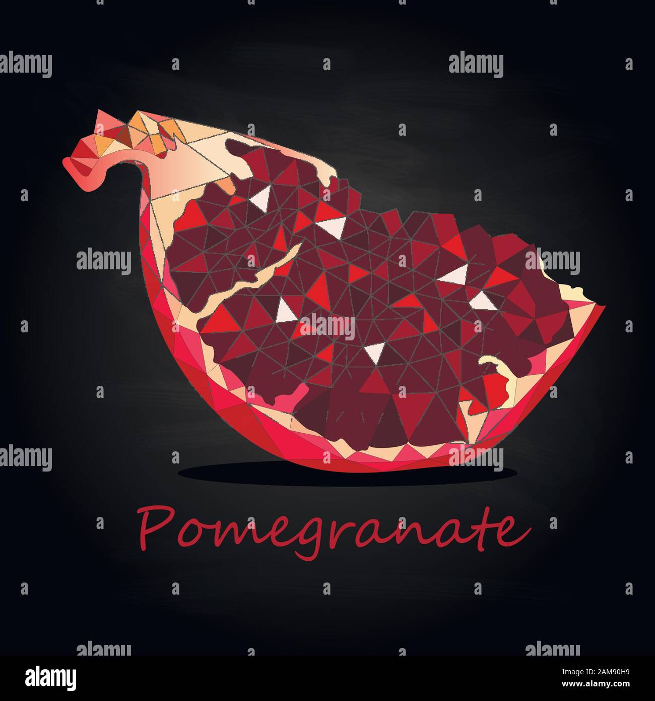 Pomegranate hand drown vector illustration isolated on black background ...