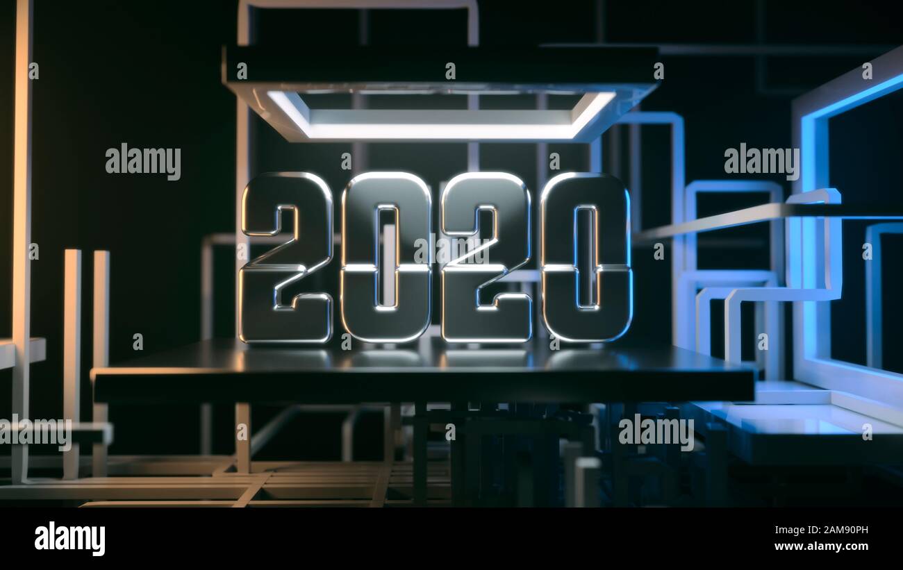 2020 new year text design with mesh stylish alphabet letters numbers ...