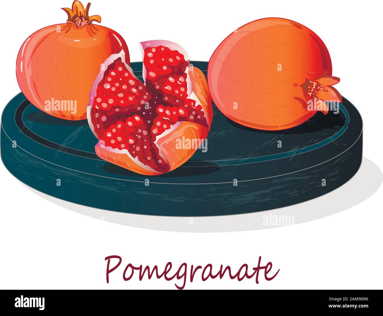 Pomegranate hand drown vector illustration isolated on white background ...