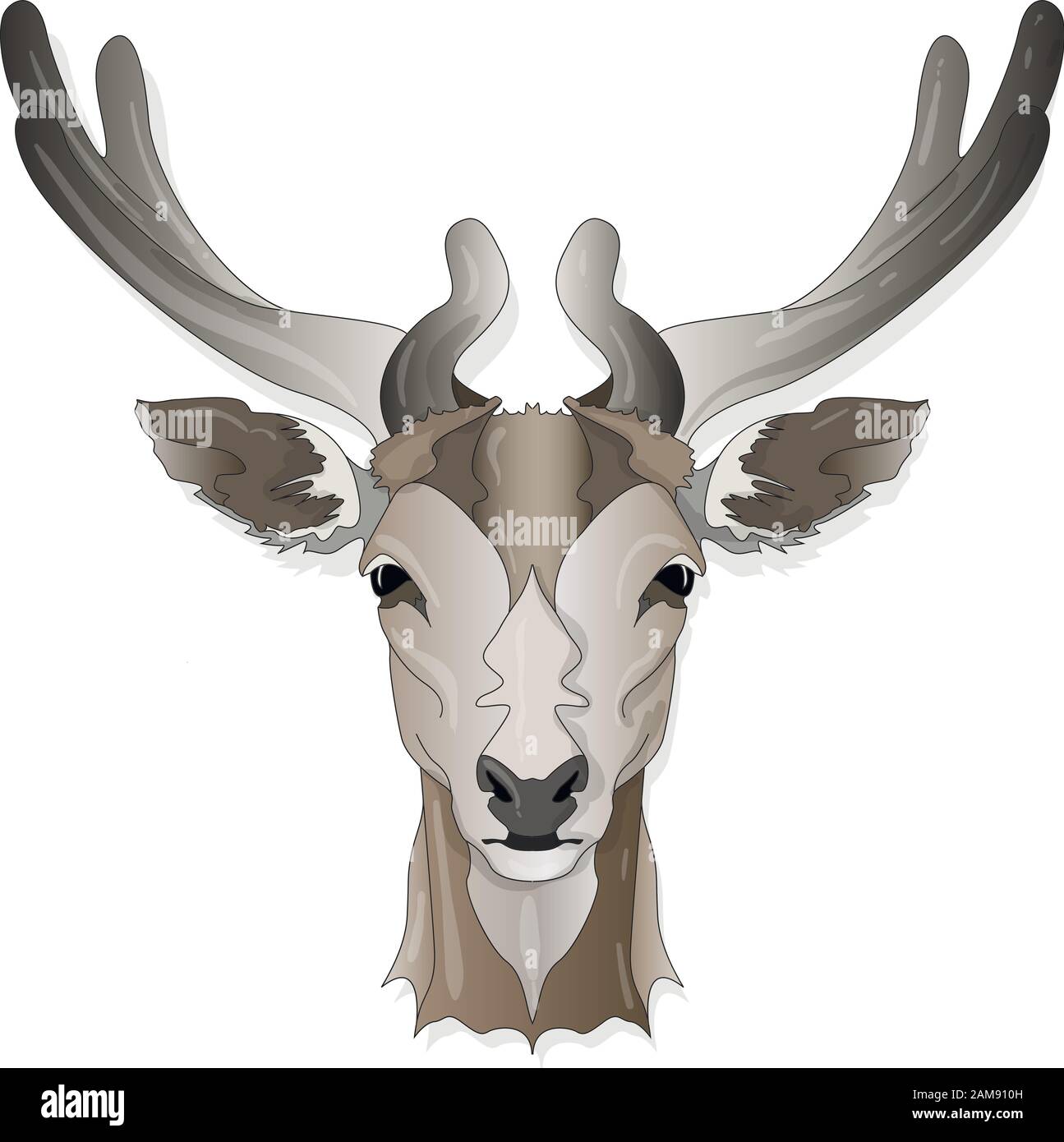 Stylized deer head vector illustration isolated on white background ...