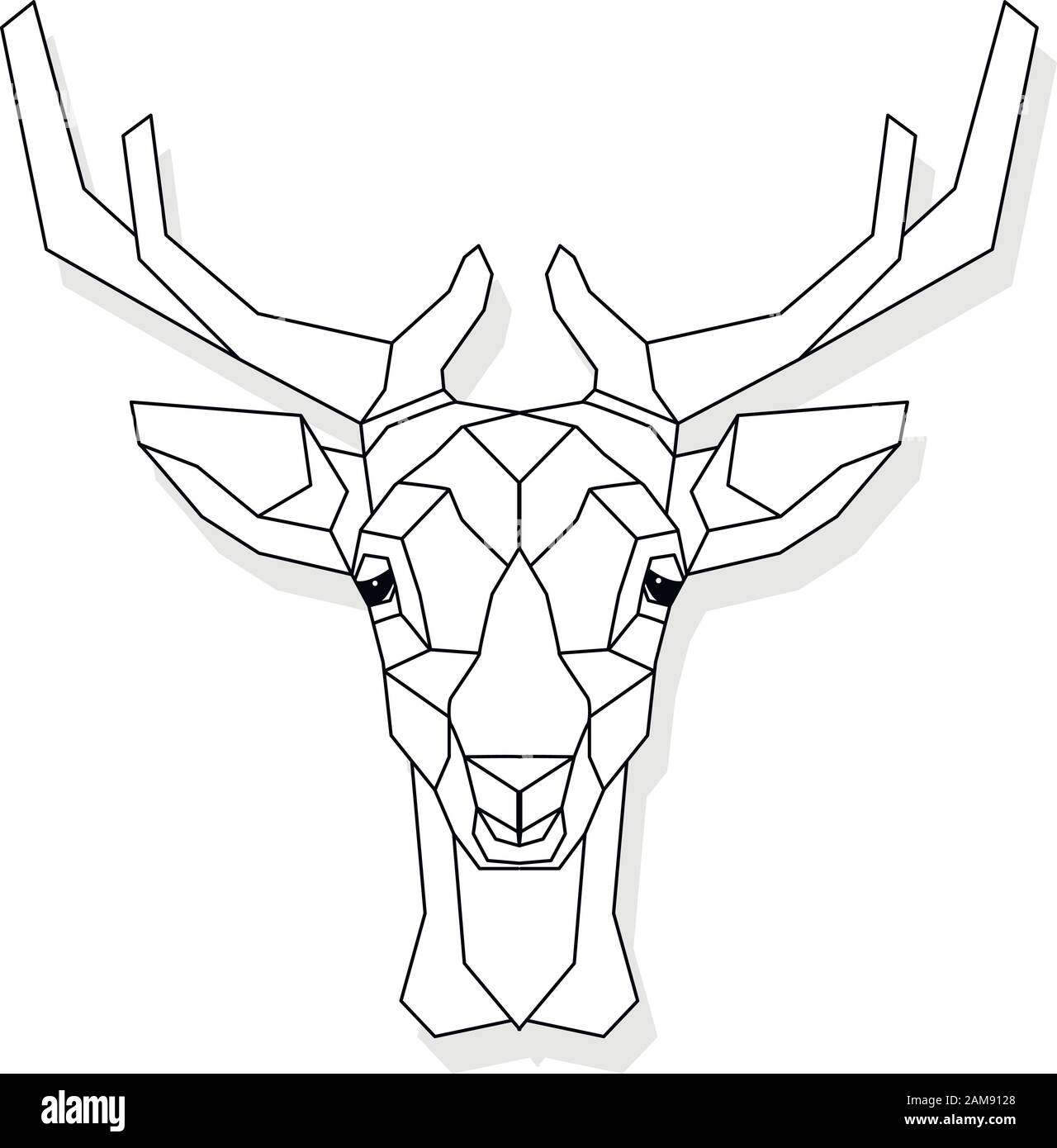 Stylized deer head vector illustration isolated on white background ...