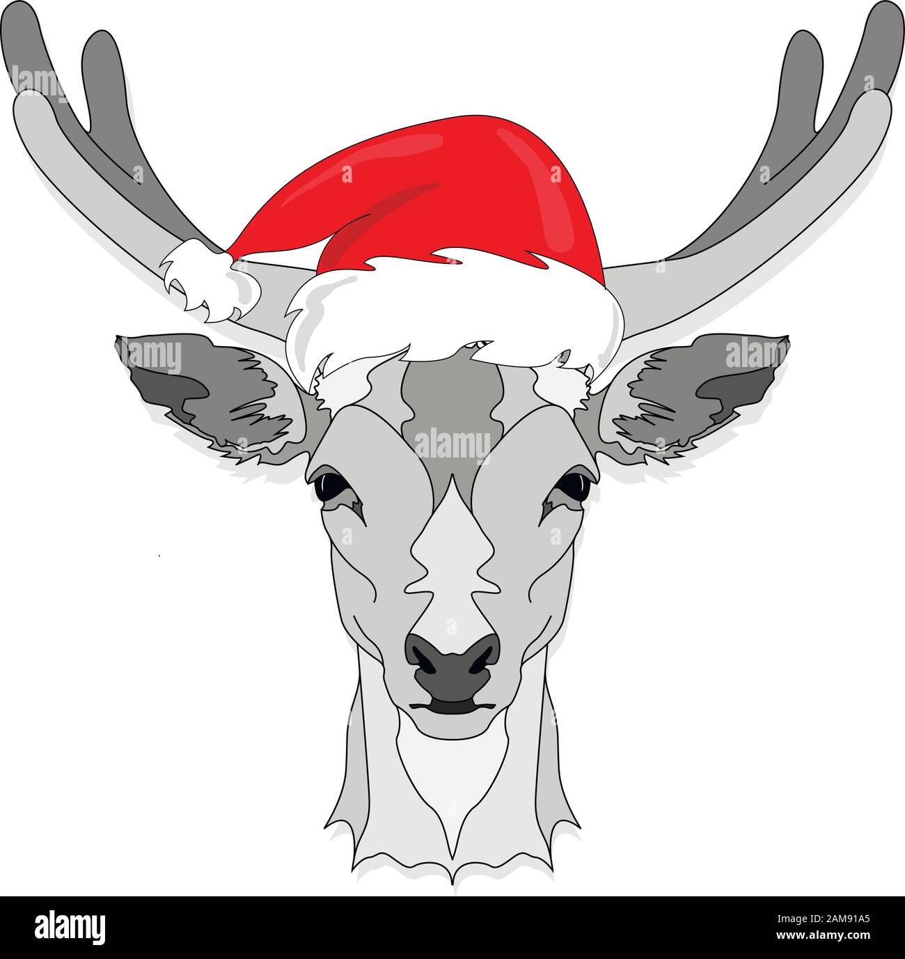 Stylized deer head vector illustration isolated. Xmas. new year Stock ...