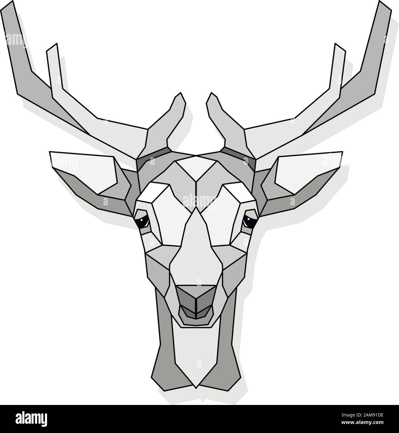 Stylized deer head vector illustration isolated on white background ...