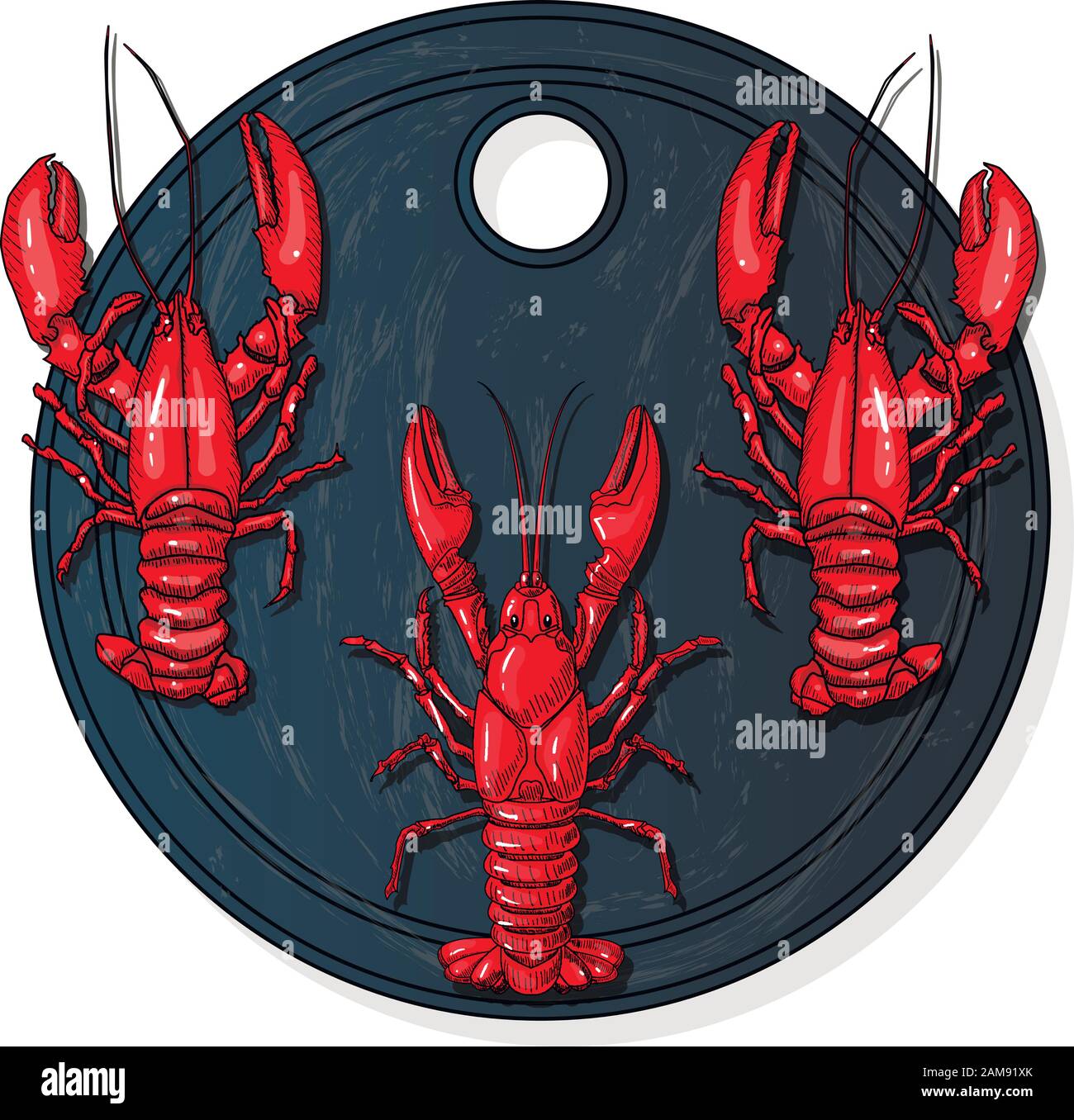 Crayfish set on dish vector illustration on a white background Stock ...