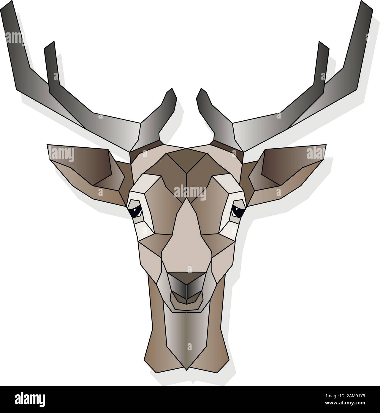 Stylized deer head vector illustration isolated on white background ...