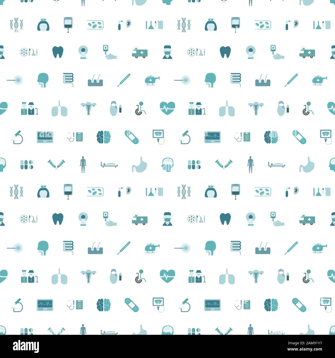 Medical icons with seamless pattern on white background vector ...