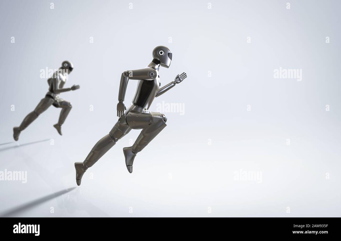 3d rendering artificial intelligence cyborg or robot run Stock Photo ...