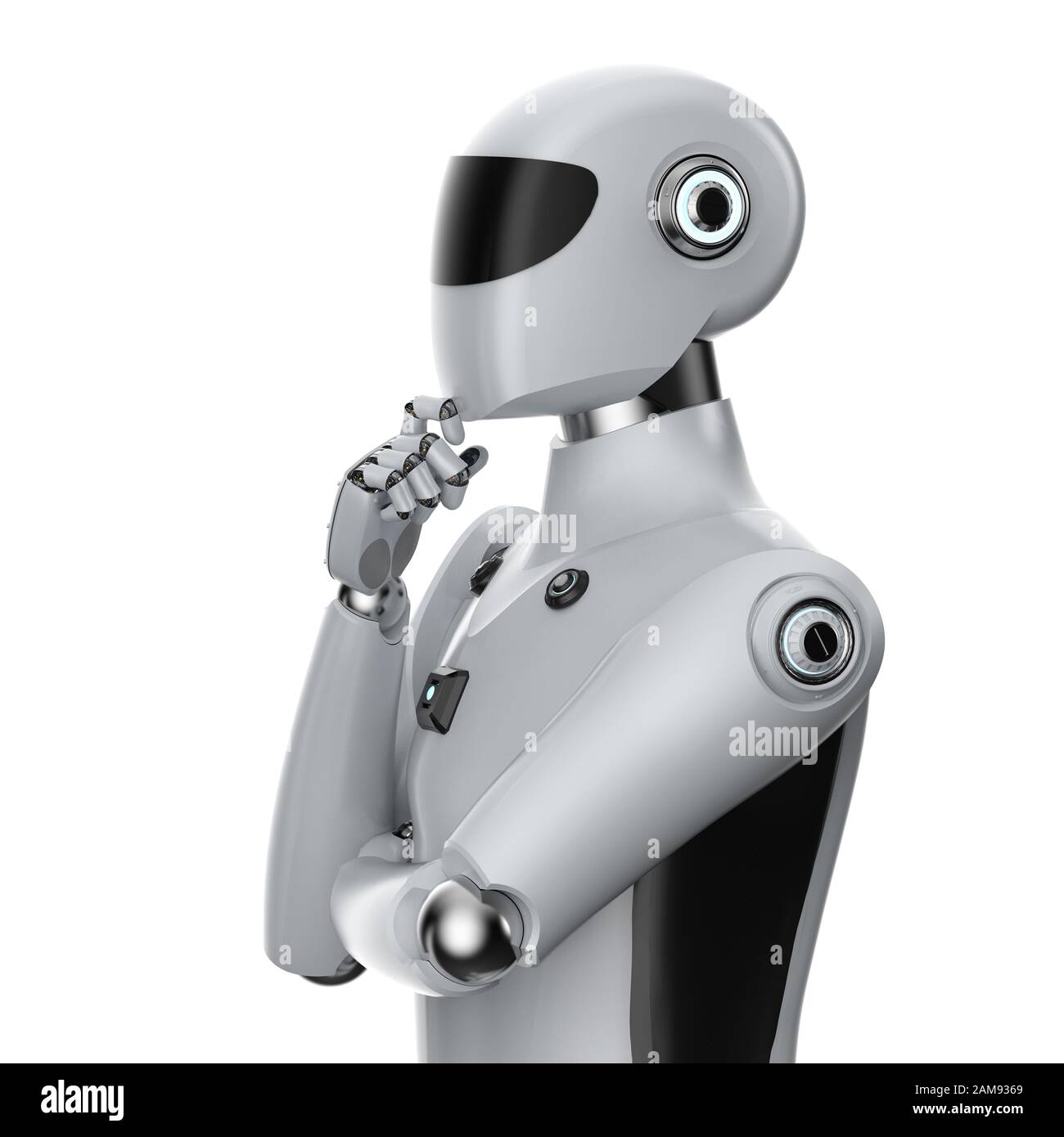 3d rendering artificial intelligence cyborg or robot think isolated on ...