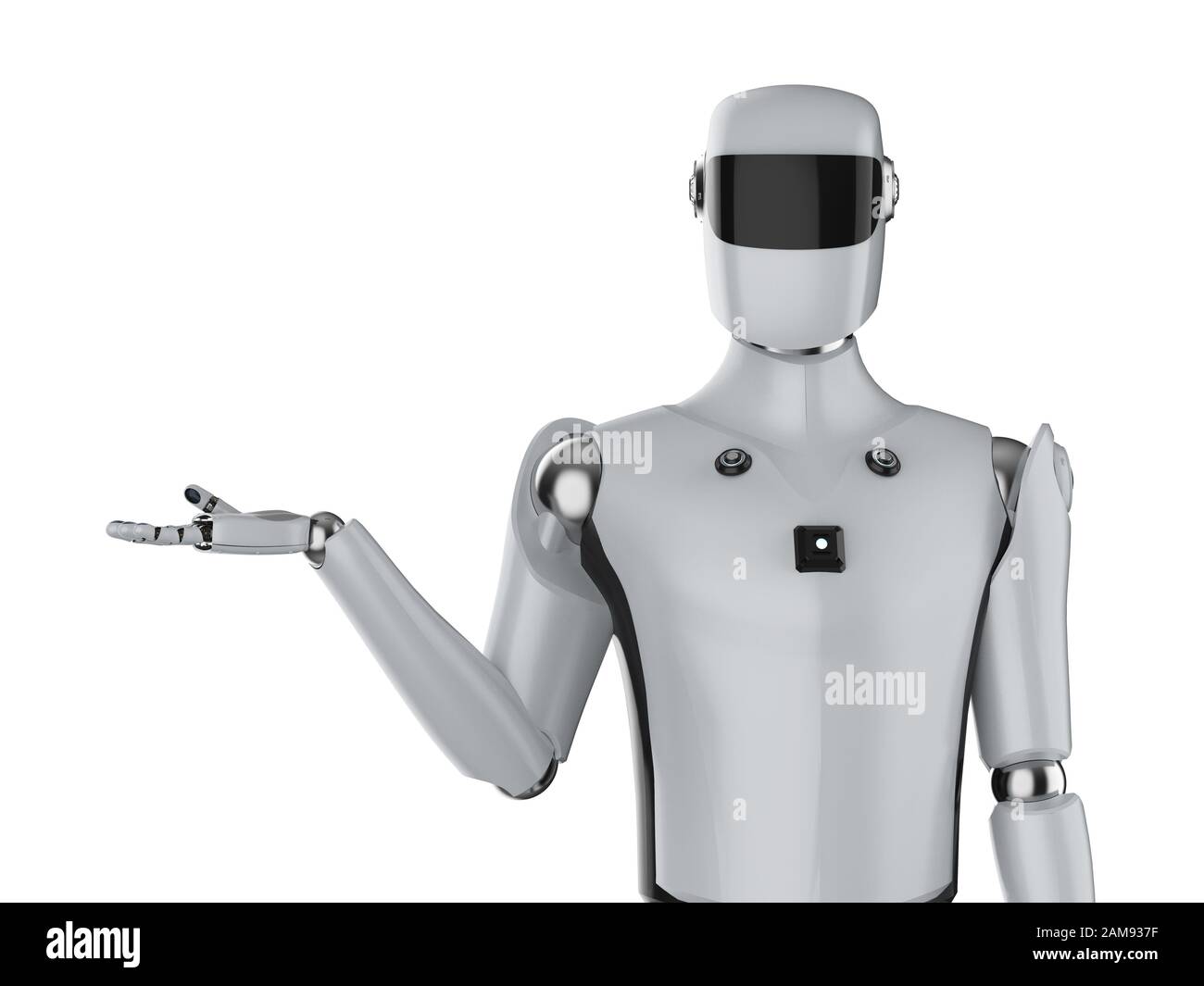 3d rendering artificial intelligence cyborg or robot open hand isolated ...