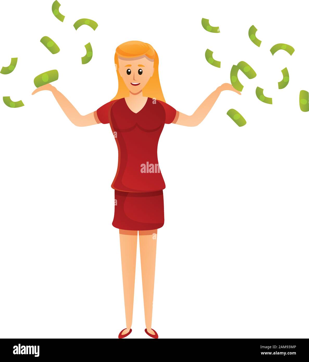 Woman money confetti icon. Cartoon of woman money confetti vector icon ...