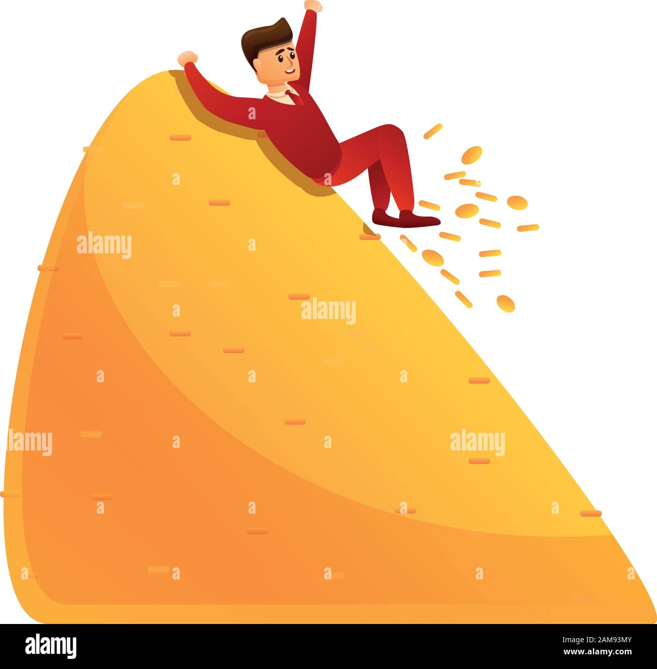 Man on gold coins icon. Cartoon of man on gold coins vector icon for ...