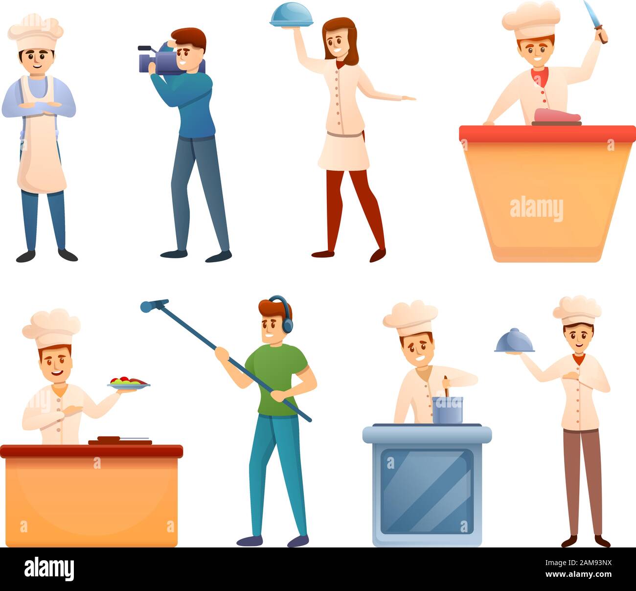 Cooking show icons set. Cartoon set of cooking show vector icons for ...