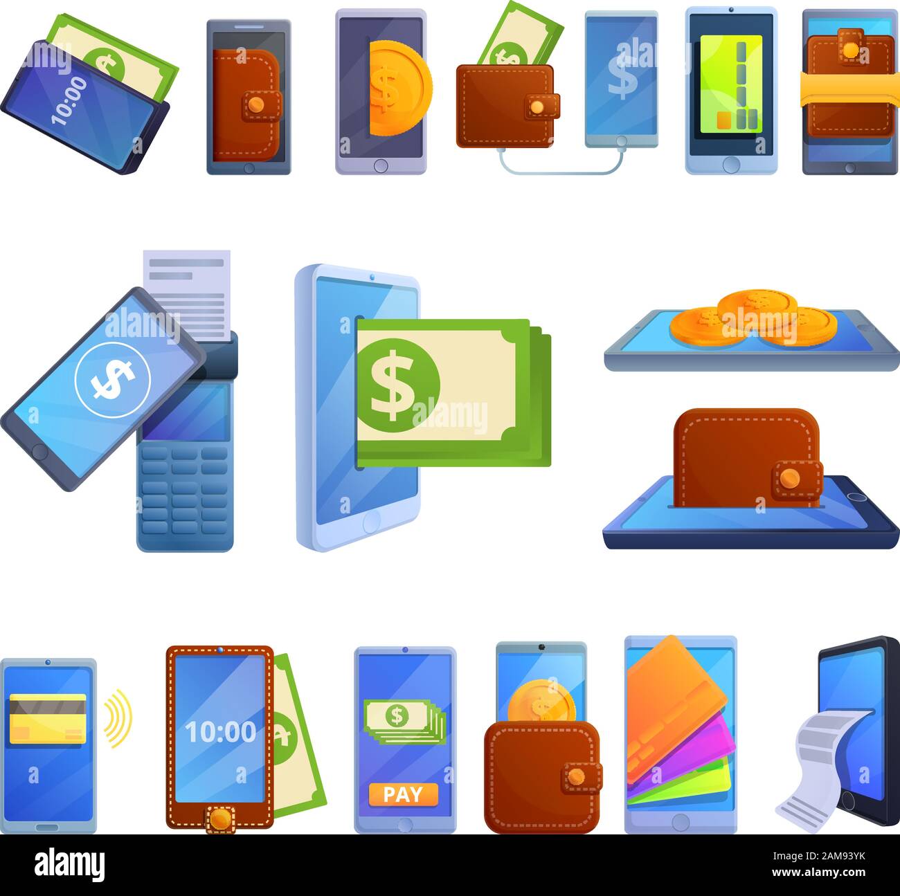 Digital wallet icons set. Cartoon set of digital wallet vector icons ... Digital wallet icons set. Cartoon set of digital wallet vector icons ...
