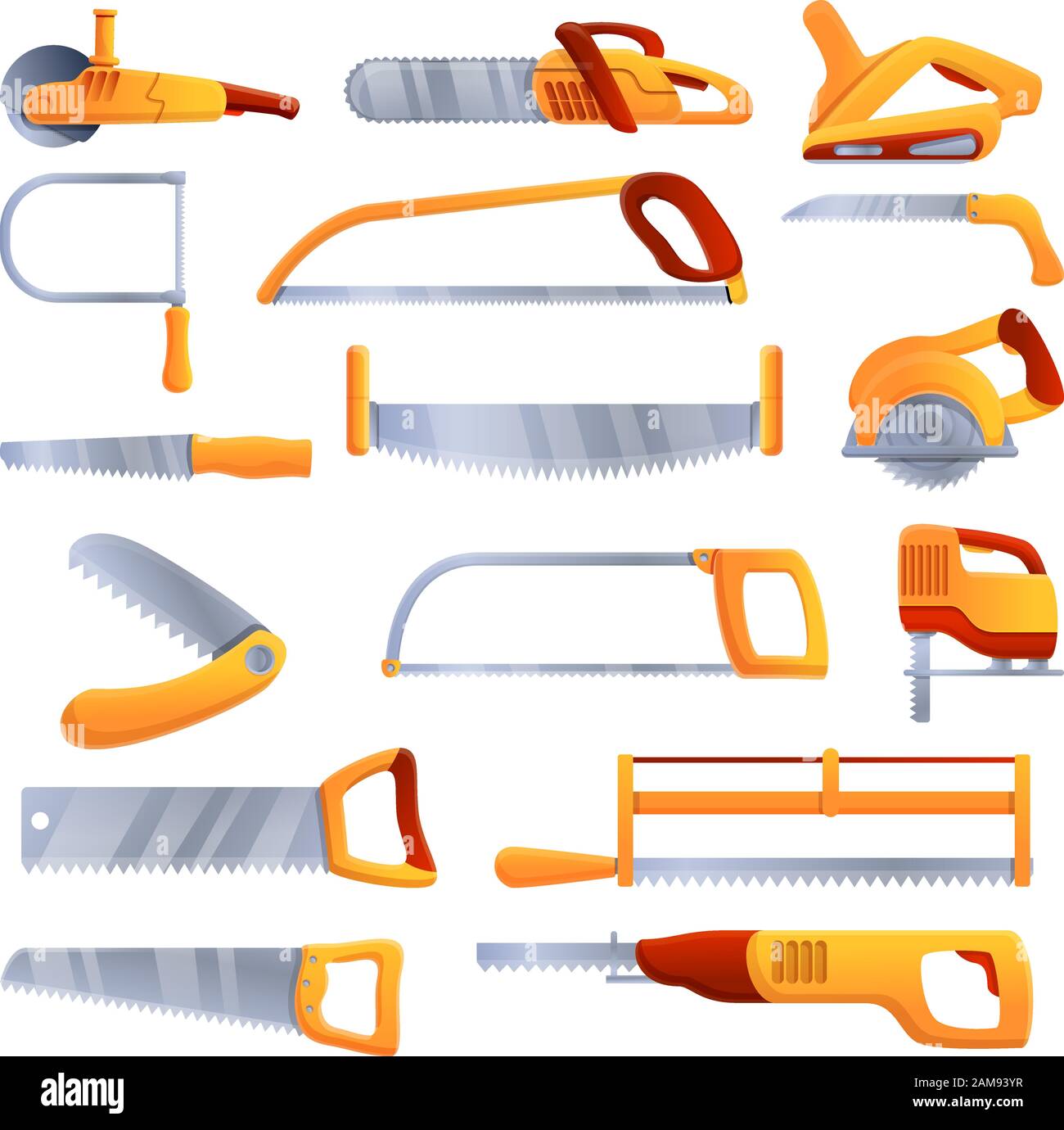 Saw icons set. Cartoon set of saw vector icons for web design Stock ...