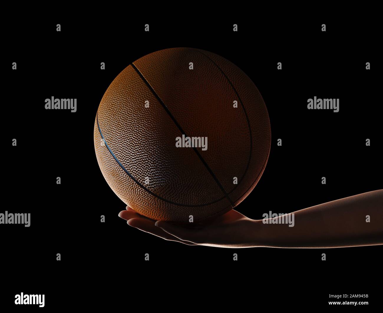 3d rendering human hand hold basketball ball Stock Photo - Alamy