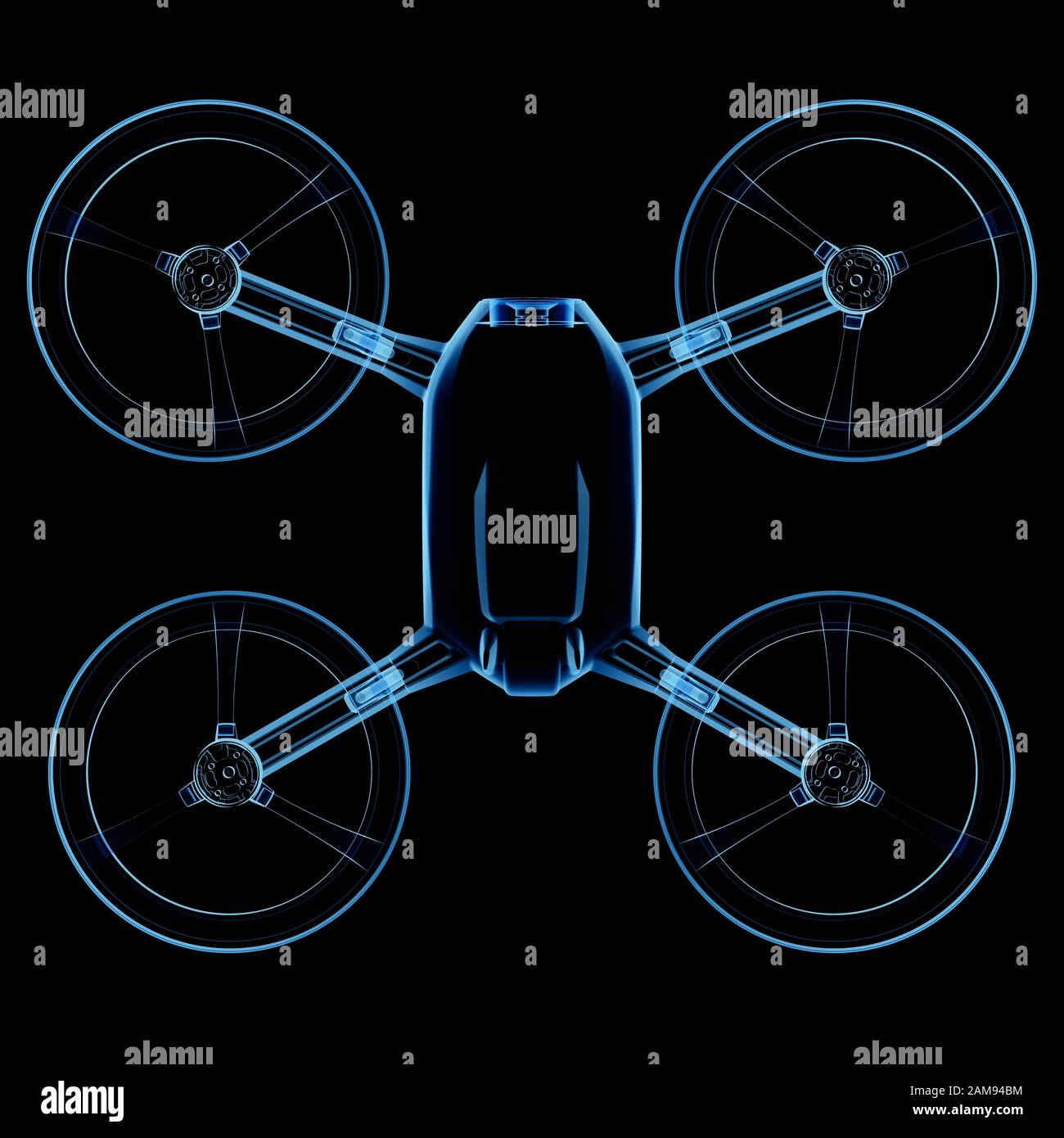 3d rendering drone scan or x-ray isolated on black background Stock ...