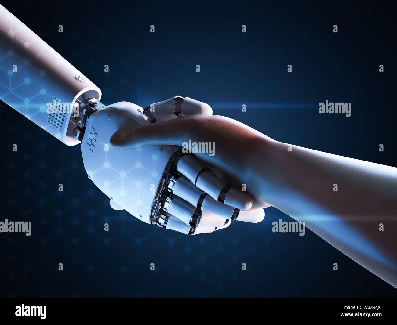 3d rendering robot hand shake with human Stock Photo - Alamy