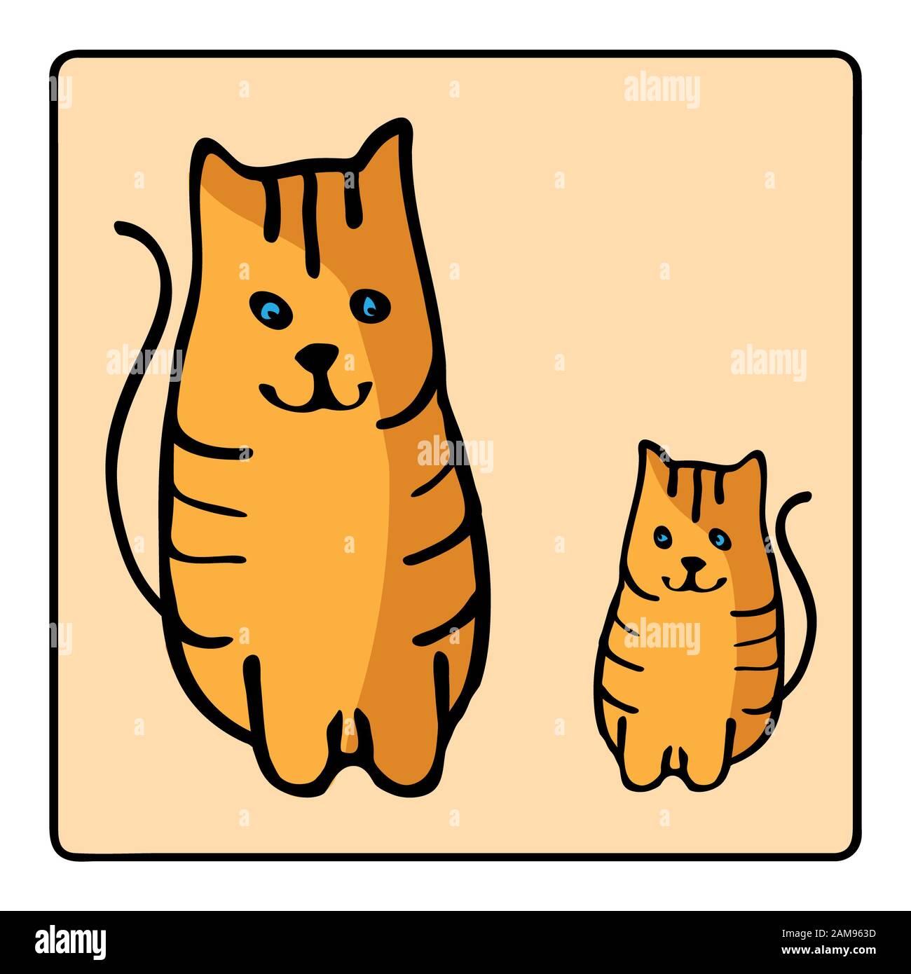 Cute orange red-headed cat. Kids illustration with domestic animal ...