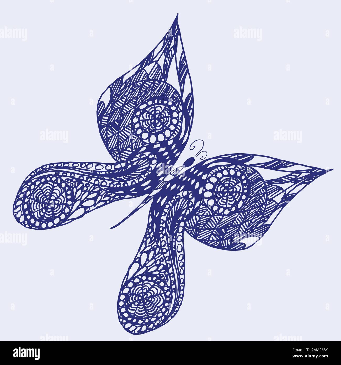 Hand drawn sketch style Butterfly. Retro hand-drawn illustration ...
