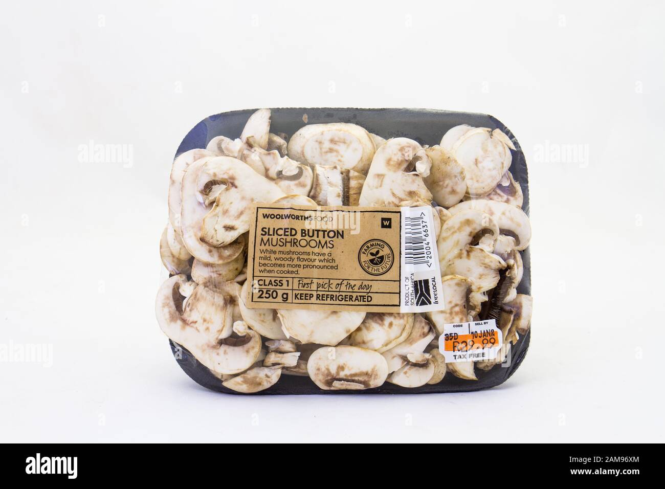 Alberton, South Africa - a packet of fresh sliced mushrooms from ...