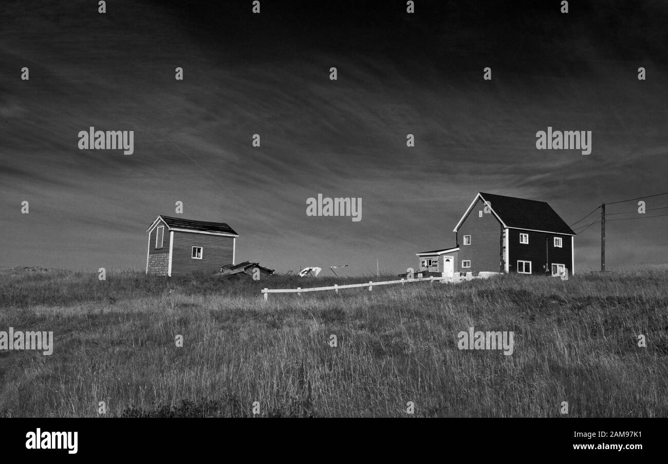 Coastal village rocky shoreline Black and White Stock Photos & Images ...