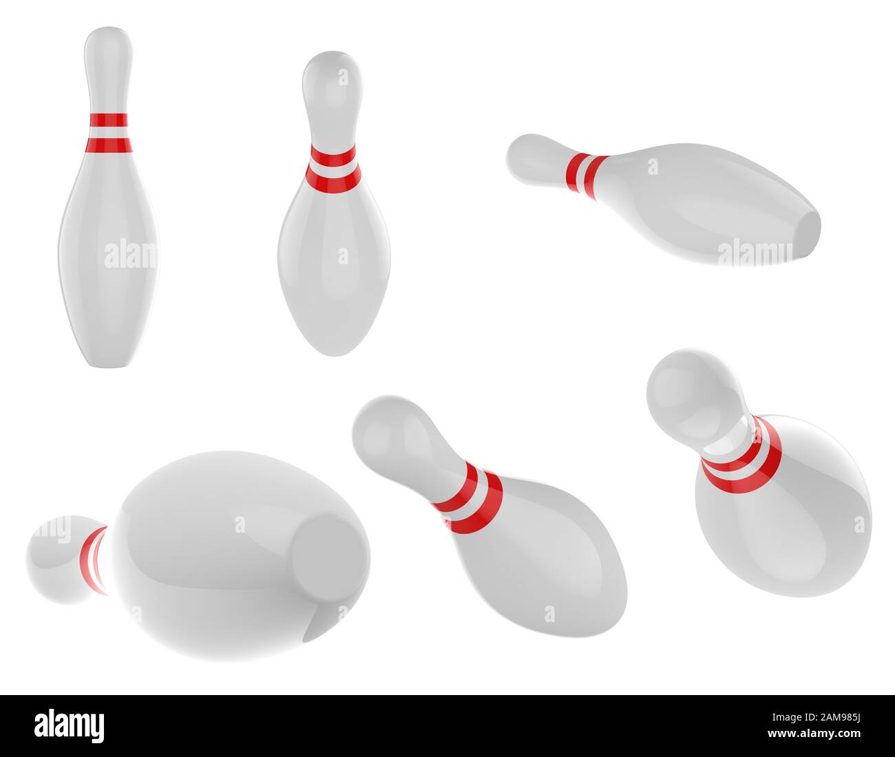 3d rendering set of bowling pins isolated on white background Stock ...