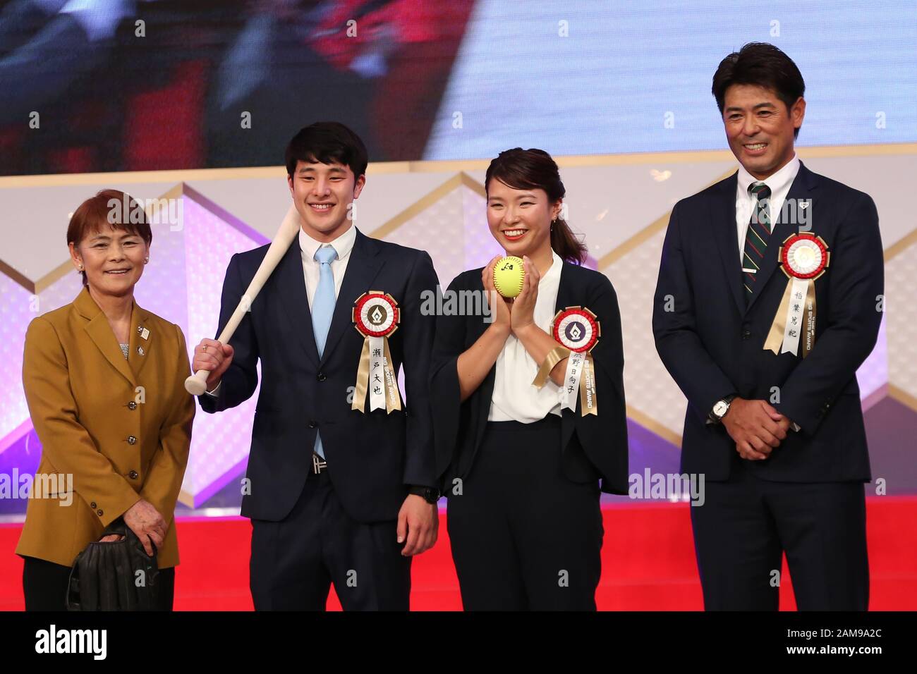 (L-R) Taeko Utsugi, Daiya Seto, Hinako Shibuno, /Atsunori Inaba, JANUARY 10, 2020 : The 54th TV ...