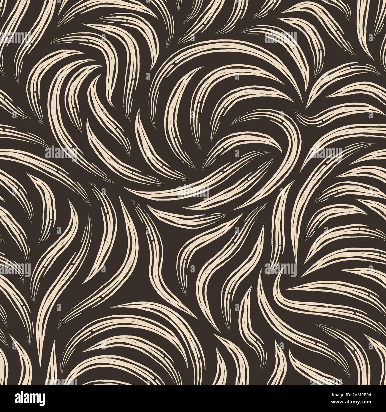 Branching beige stripes seamless pattern on a brown background. Smooth ...