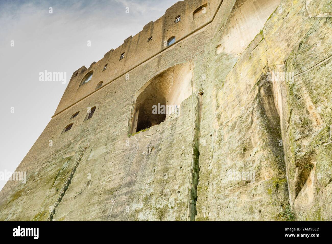 overlooking wall of medieval castle Stock Photo - Alamy